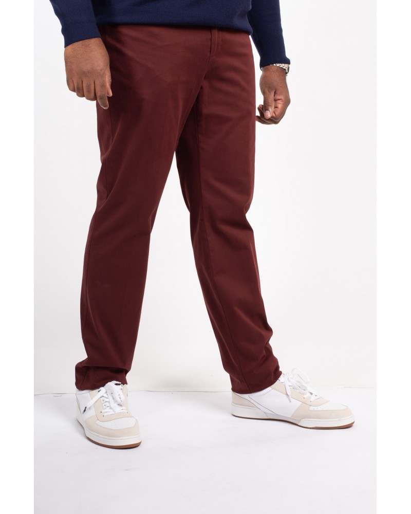 Pantalon chino Maneven grande taille bordeaux - Size-factory